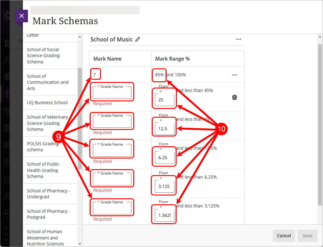 Create a Mark Schema (1-7 grades) (Ultra) - eLearning - University of Queensland